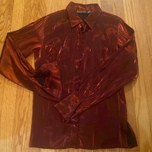Maria Gabrielle | Tops | Maria Gabrielle Shimmery Dark Red Size Large ...